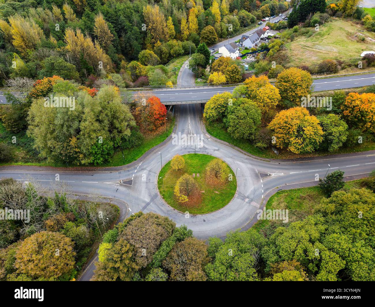 Aerial view roundabout autumn colorful hi-res stock photography and ...