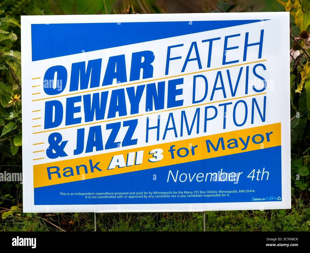 Rank choice voting campaign sign for the 2025 Mayoral race in ...