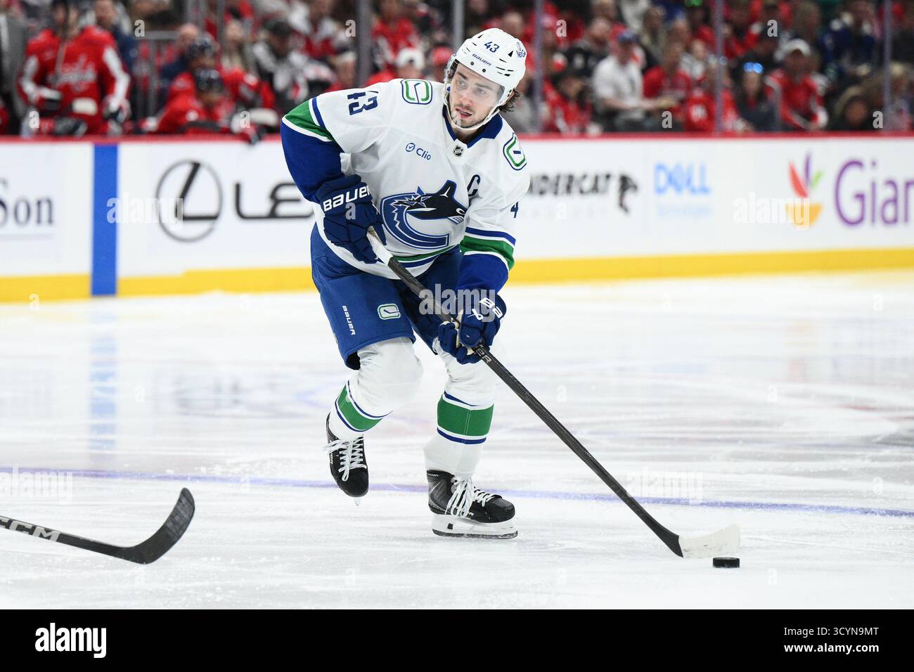 Vancouver Canucks defenseman Quinn Hughes (43) in action during the ...