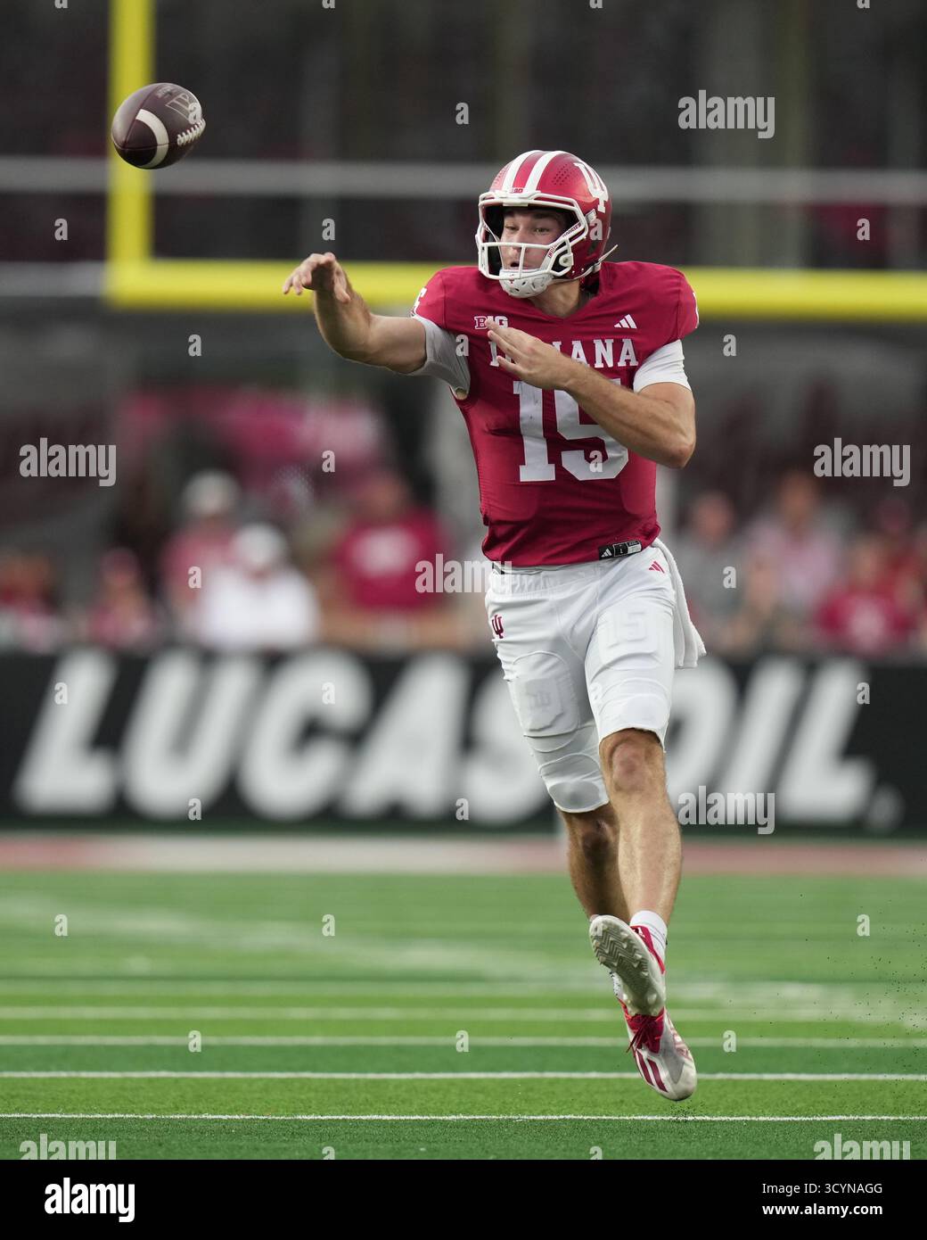 Indiana quarterback Fernando Mendoza throws during the first half of an ...