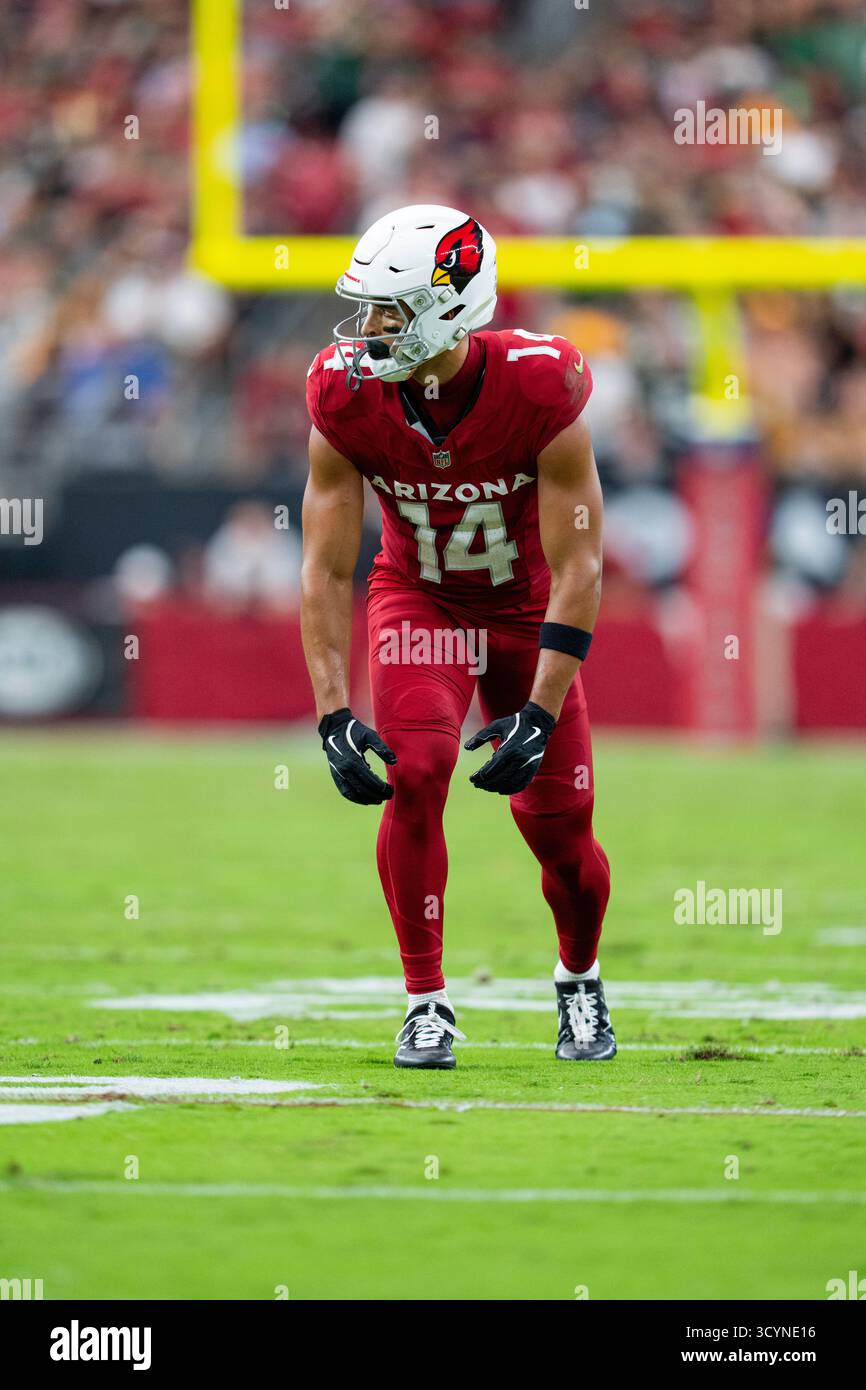 Arizona Cardinals wide receiver Michael Wilson (14) lines up for a play ...