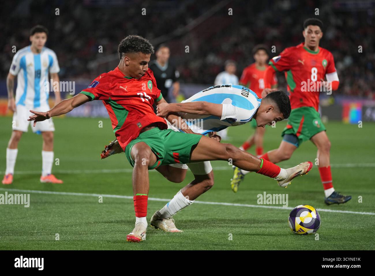 Morocco's Fouad Zahouani, left, and Argentina's Dylan Gorosito vie for ...