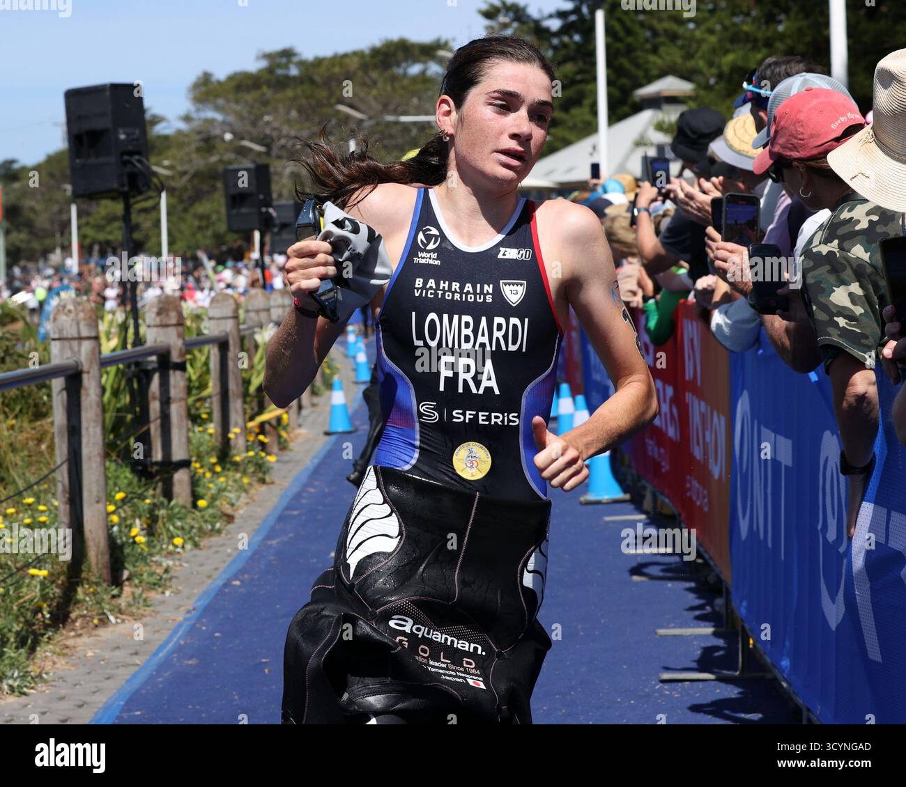 Emma Lombardi, of France, at the 2025 World Triathlon Championship ...