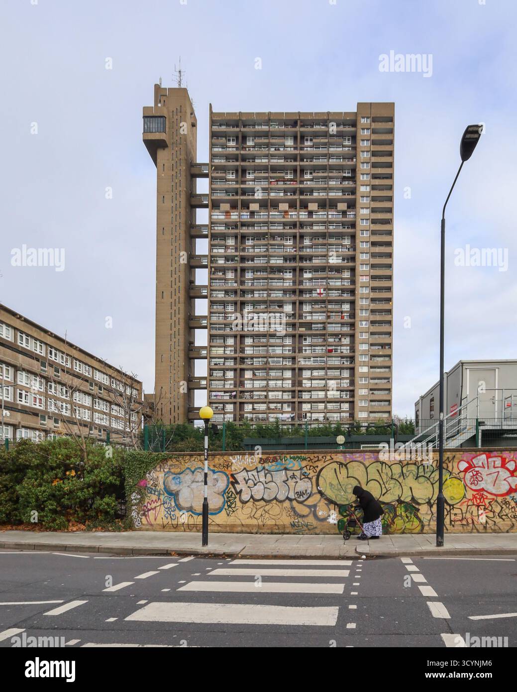 Trellick Tower brutalist architecture building with gritty run down ...