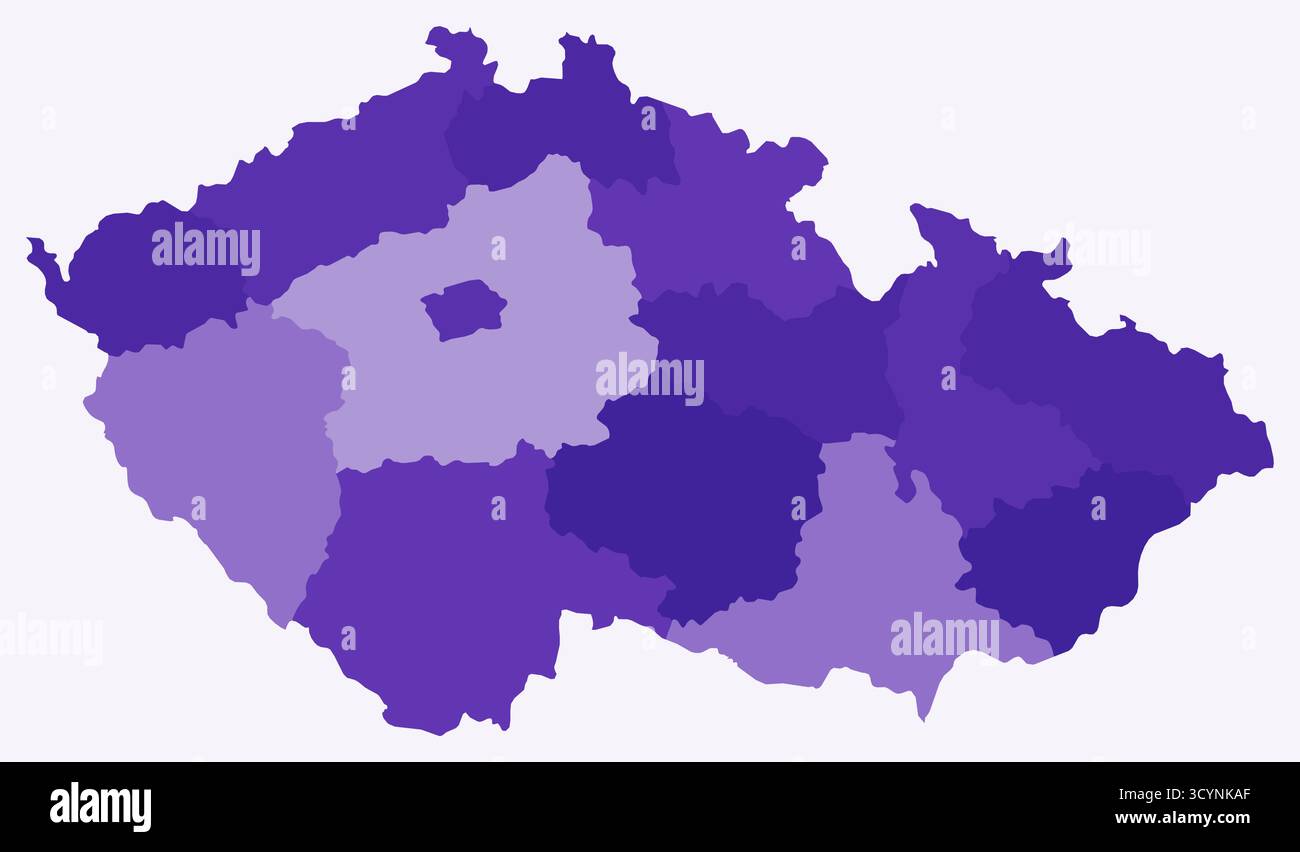 Map of Czechia with regions. Just a simple country border map with ...