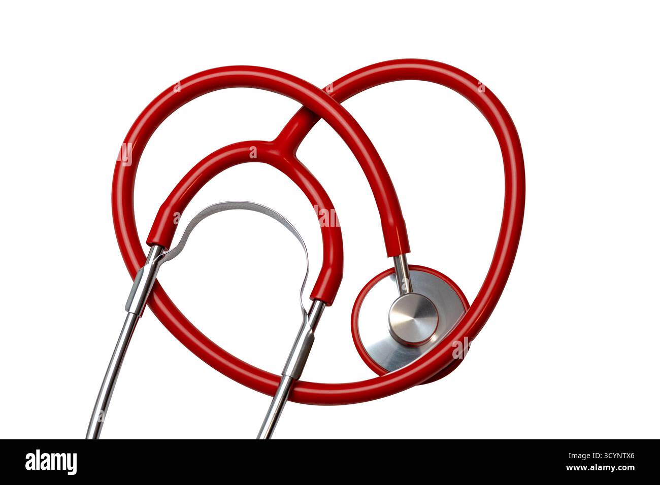 Red Stethoscope Forming Heart Shape isolated on White Background ...
