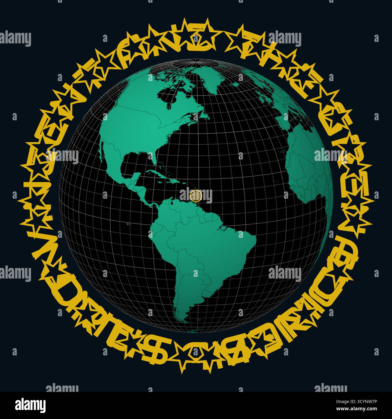 Saint Vincent and the Grenadines on Globe. Round country and continent ...