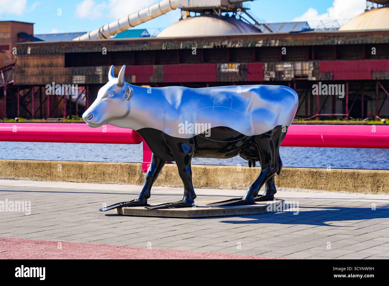 "Sea Cow" sculpture in Ventspils, a seaside town located on the coast ...