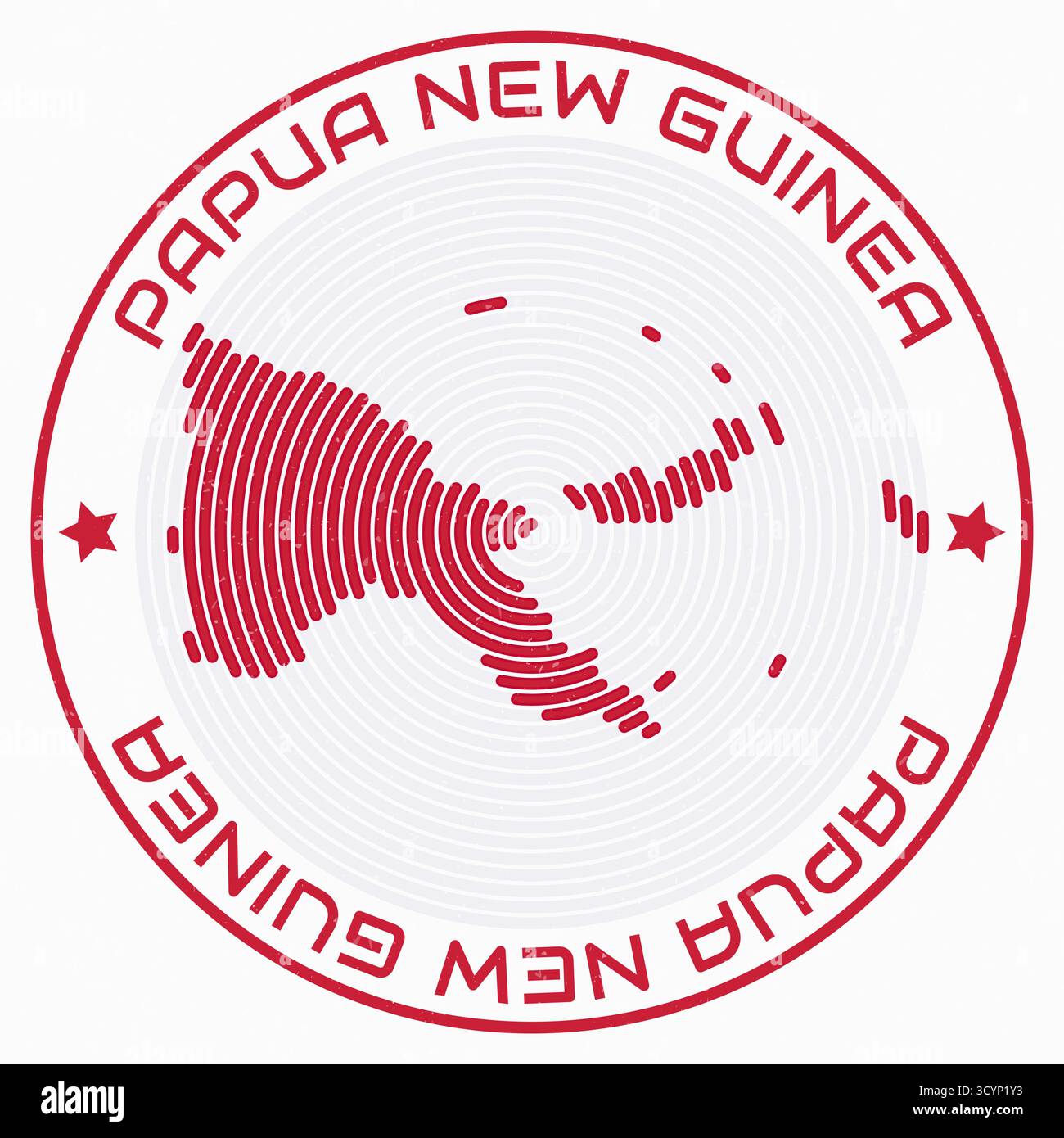 Papua New Guinea map with round title. Country shape rings. Papua New ...