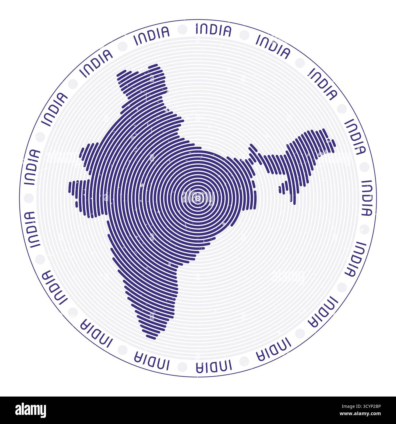 India shape radial arcs. Country round icon. India logo design poster ...