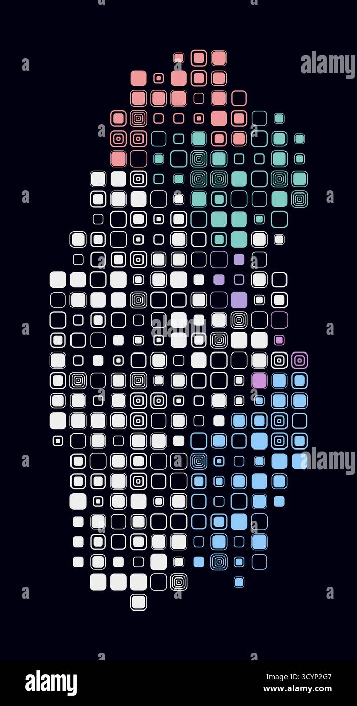 Qatar, shape of the country built of colored cells. Digital style map ...