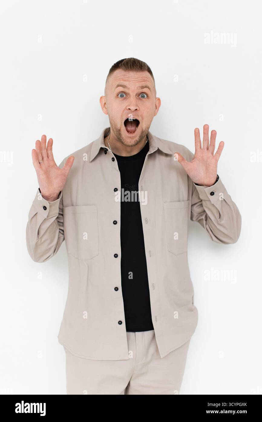 Man with Surprised Expression Stock Photo - Alamy