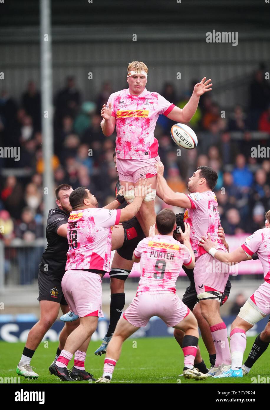 Harlequins' Jack Kenningham wins a line out during the Gallagher PREM ...