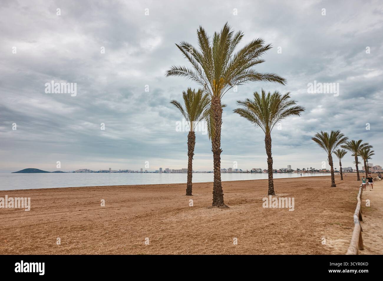 Tranquile sand beach in La Manga Mar Menor. Murcia, Spain Stock Photo ...