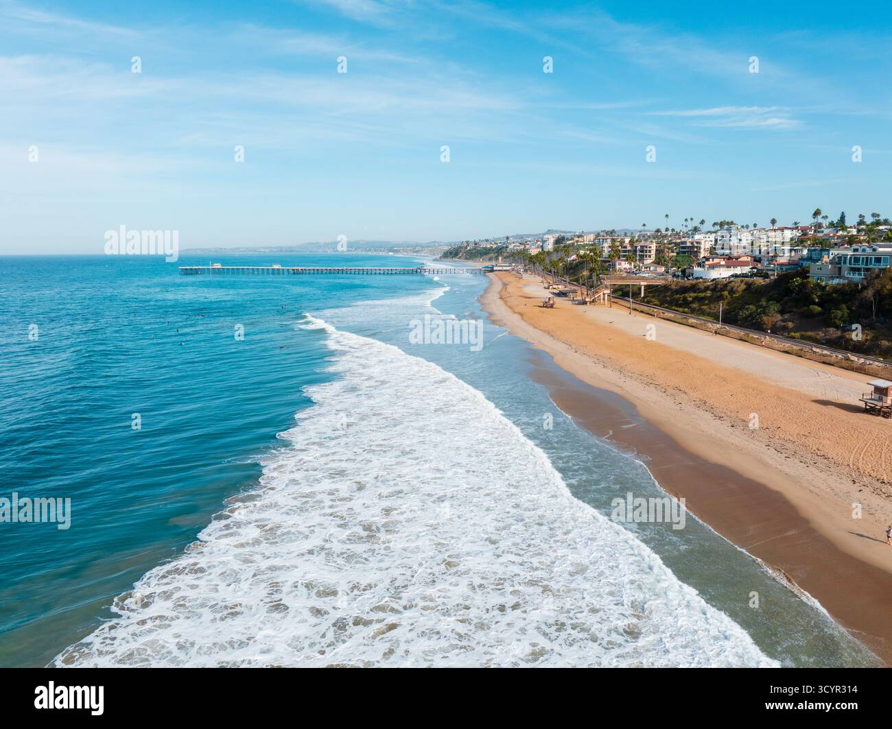 Aerial View of San Clemente Pier from the South on a Sunny Morning ...