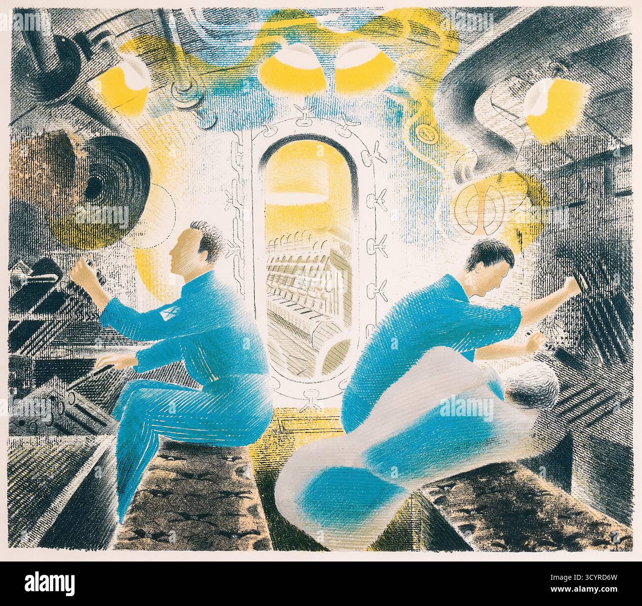 Eric Ravilious, Working Controls while Submerged (Submarine ...