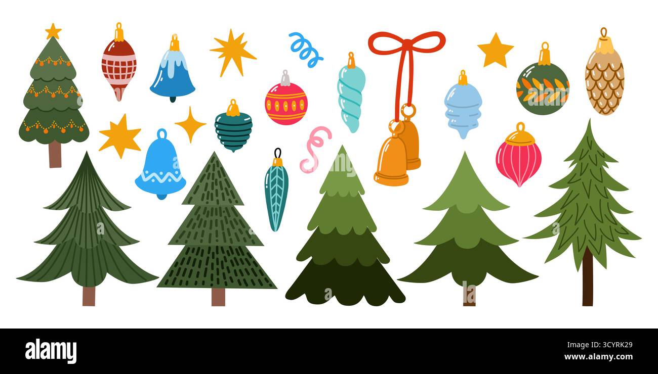 Vector christmas trees different Cut Out Stock Images & Pictures - Alamy
