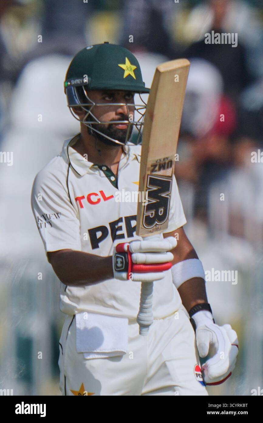 Pakistan's Abdullah Shafique celebrates after scoring fifty during the ...