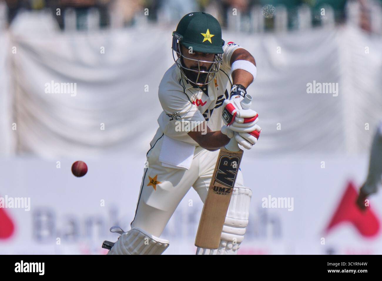 Pakistan's Abdullah Shafique plays a shot during the first day of the ...