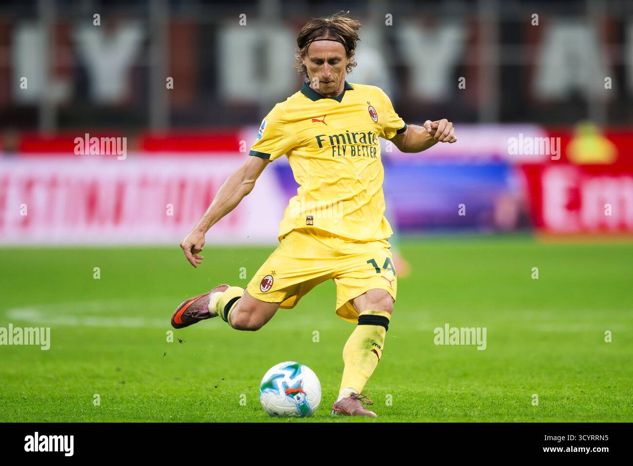 Luka Modric of AC Milan kicks the ball during the Serie A football ...