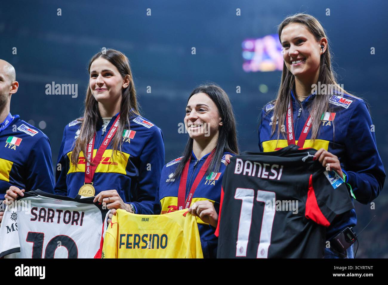 (R-L) Anna Danesi, Eleonora Fersino and Benedetta Sartori seen during ...