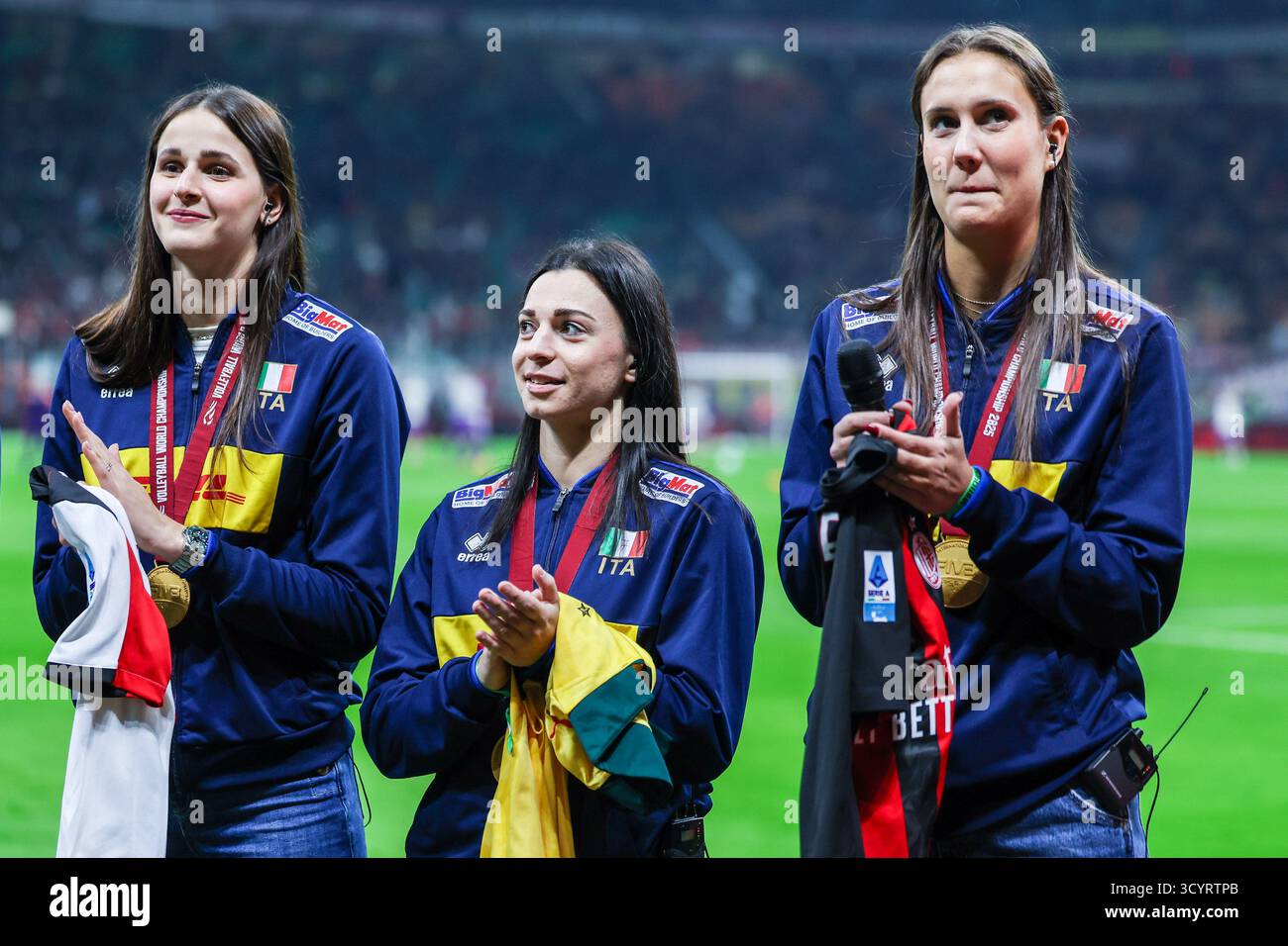 (R-L) Anna Danesi, Eleonora Fersino and Benedetta Sartori seen during ...