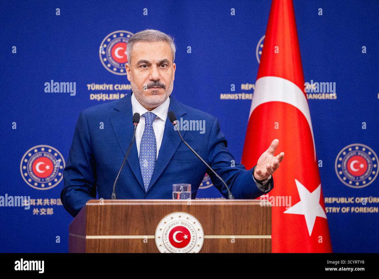 Hakan Fidan, Foreign Minister of Turkey, photographed during a meeting ...