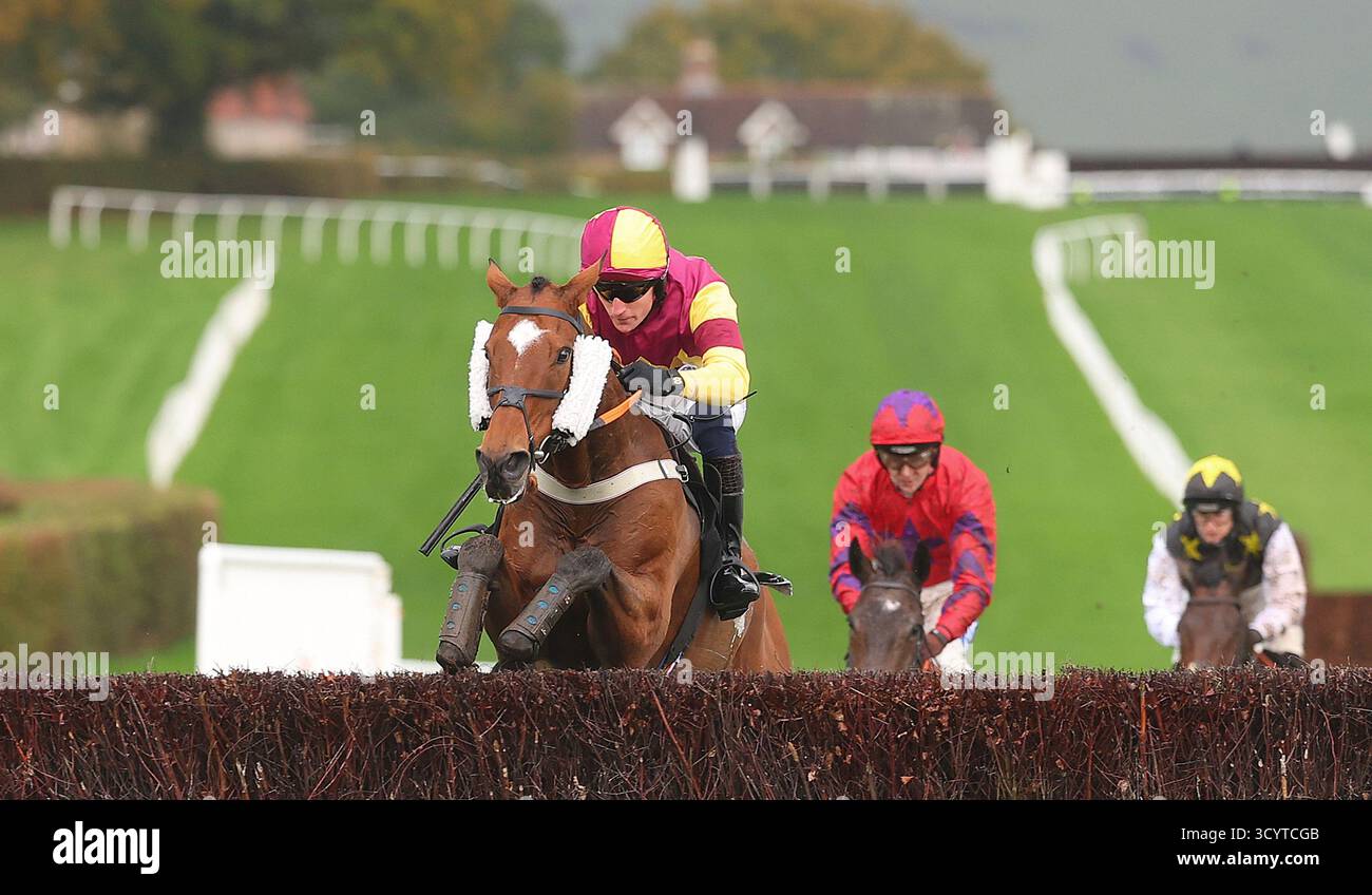 Plumpton, UK. 20th Oct, 2025. Noah's Light riden by Harry Kimber jumps ...
