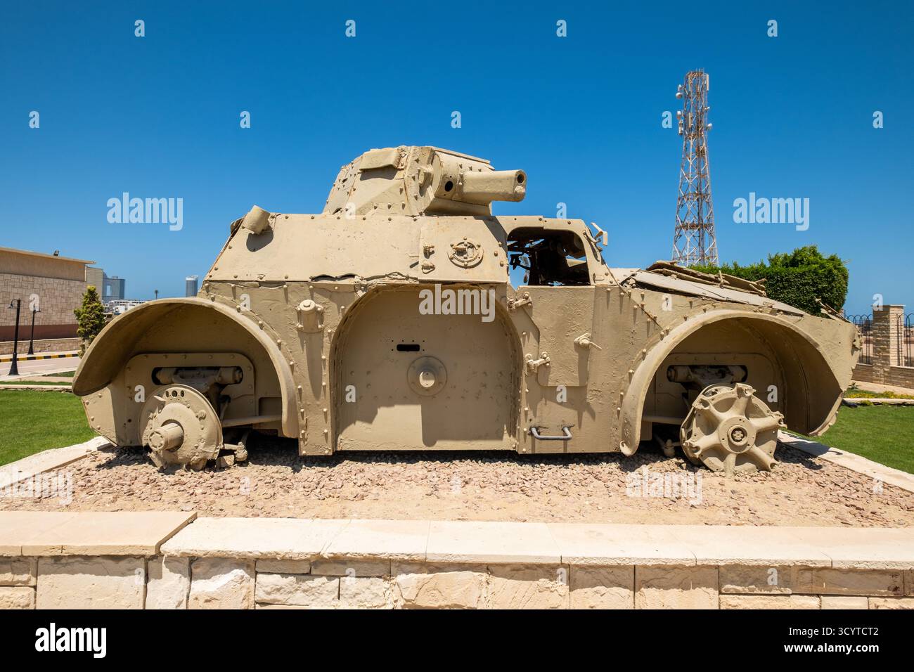 Damaged WWII tank on display at the Alamein Military Museum, Egypt ...