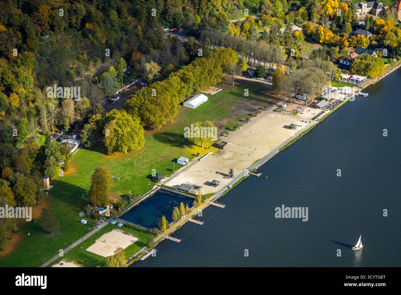 Luftbild, Seaside Beach Baldeney Strand, Fischlaken, Essen, Ruhrgebiet ...