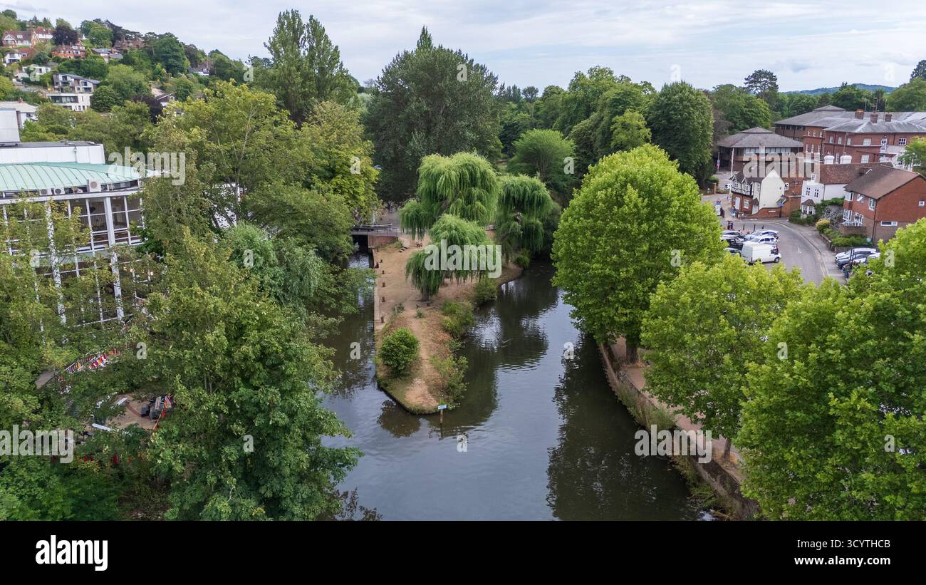 Aerial view of the River Wey, Guildford, United Kingdom Stock Photo - Alamy