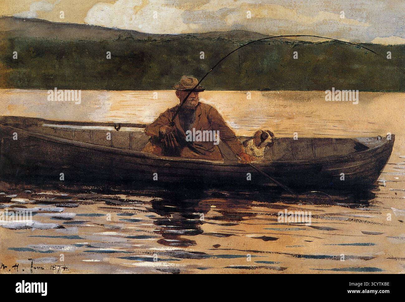 Winslow Homer - The painter Eliphalet Terry fishing from a boat (1874 ...