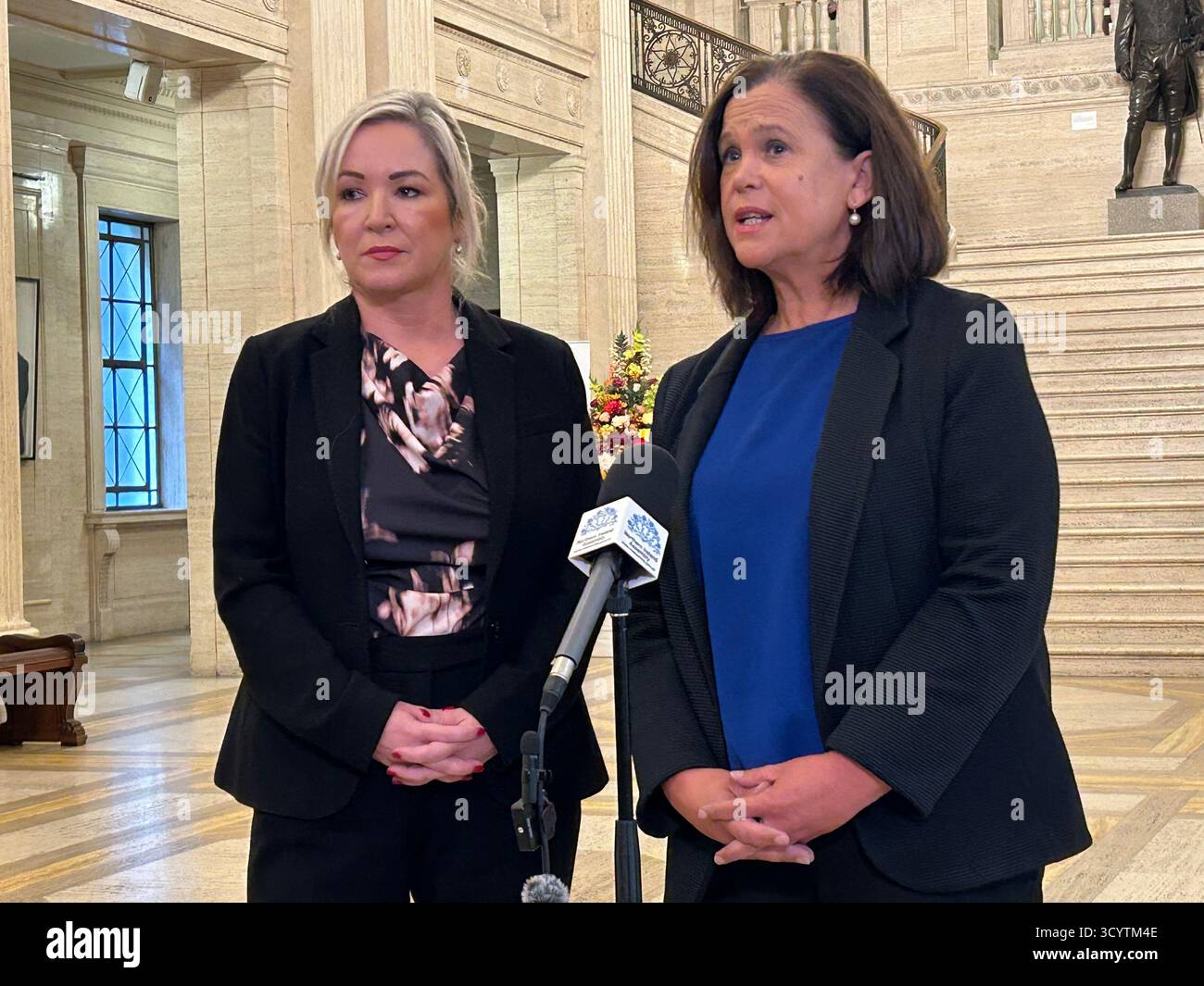 Sinn Fein vice-president Michelle O'Neill (left) and Sinn Fein ...