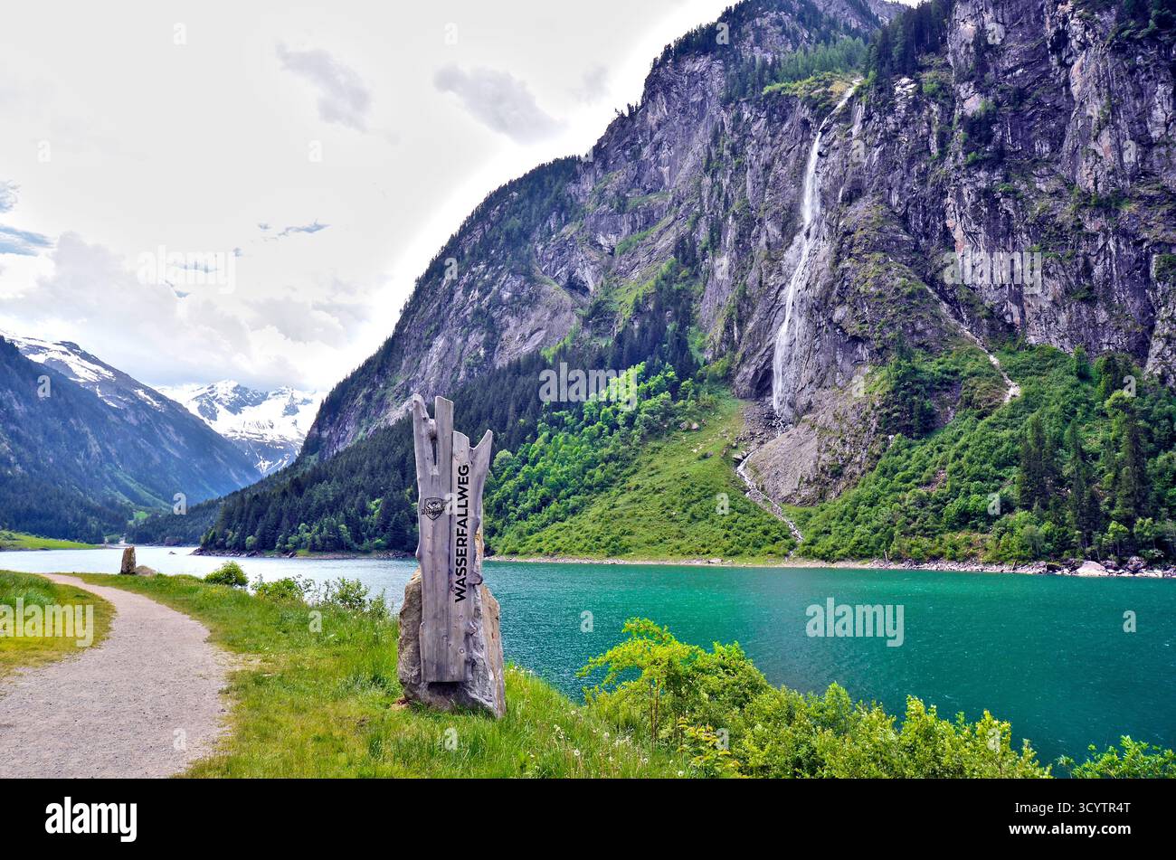Mayrhofen, Austria - June 01, 2025: Waterfall trail at the Stillup ...