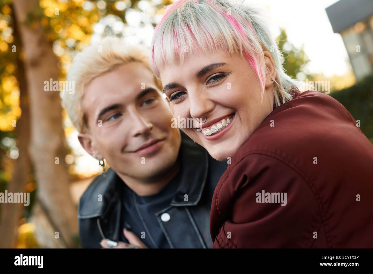 Loving couple shares a joyful moment together, enveloped by warm ...