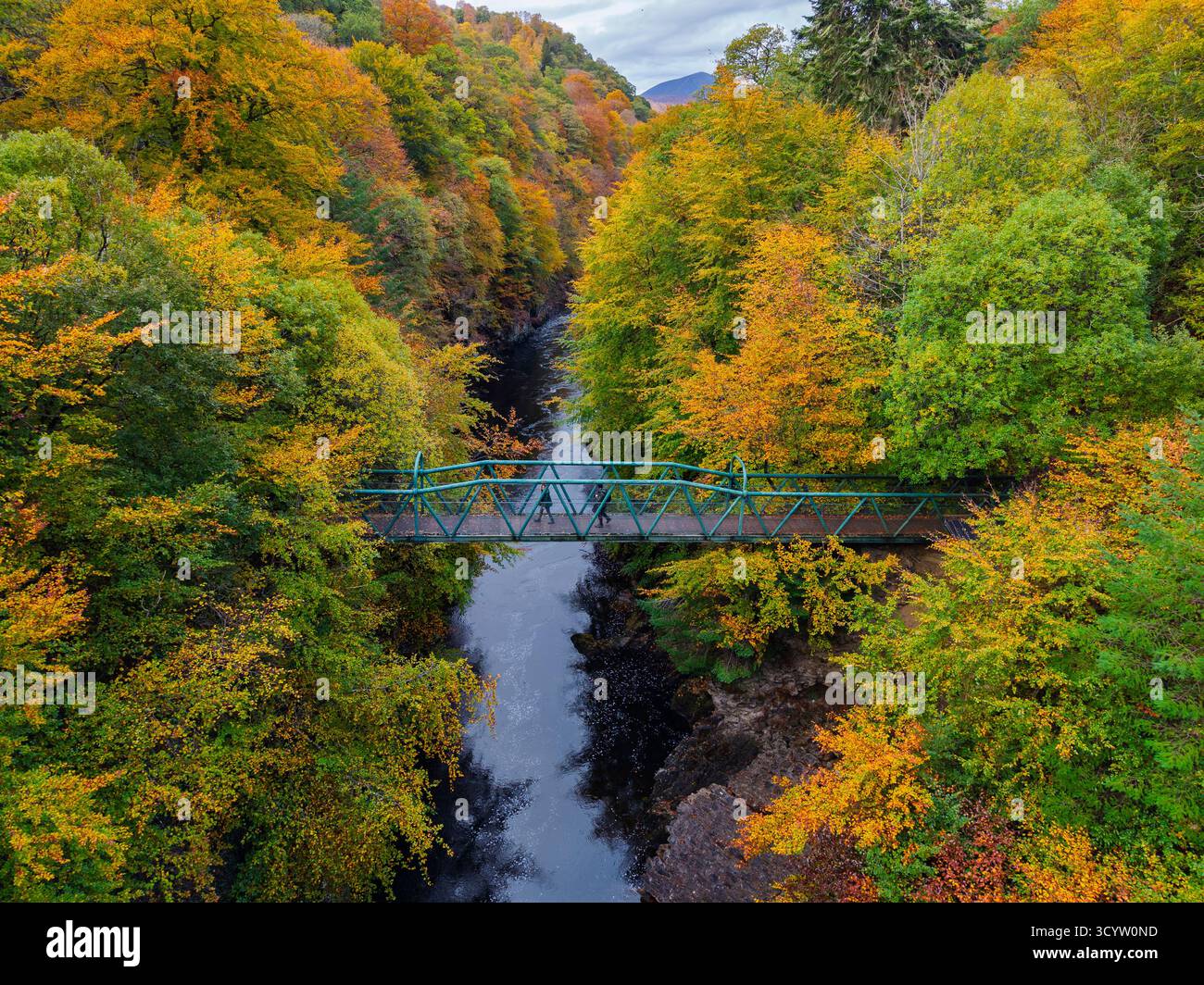 Pitlochry, Perthshire, Scotland, UK. 20th October 2025. Aerial views of ...
