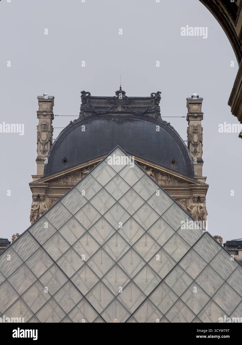 Beautiful view of the Louvre Pyramid and the historic Louvre Museum in ...