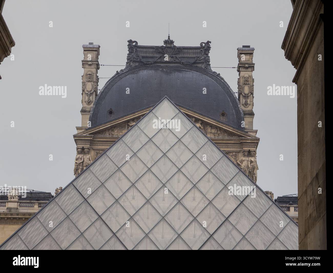 Beautiful view of the Louvre Pyramid and the historic Louvre Museum in ...