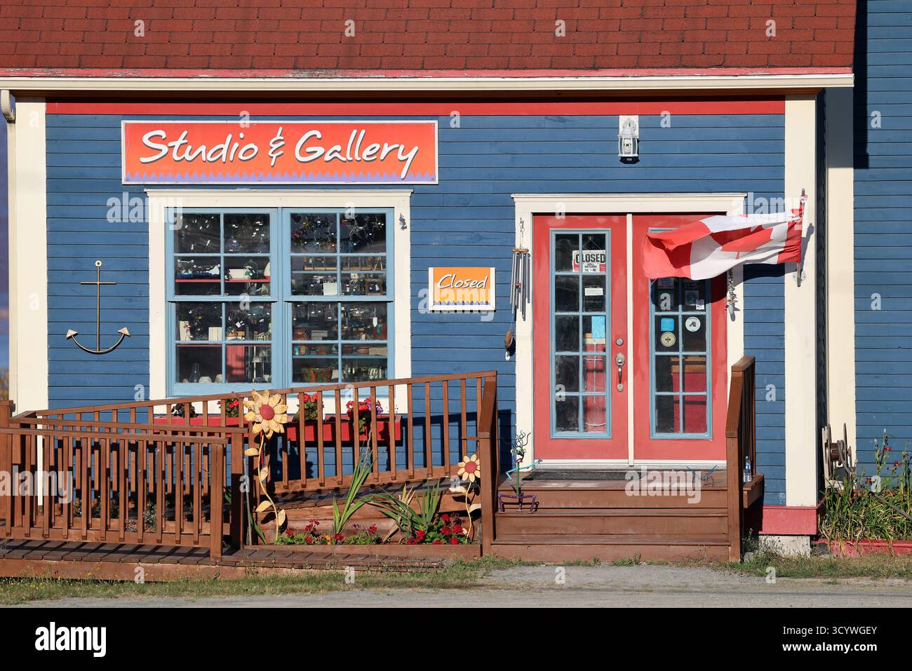 Art Studio and Gallery with Canadian Flag and Wooden Ramp Stock Photo ...