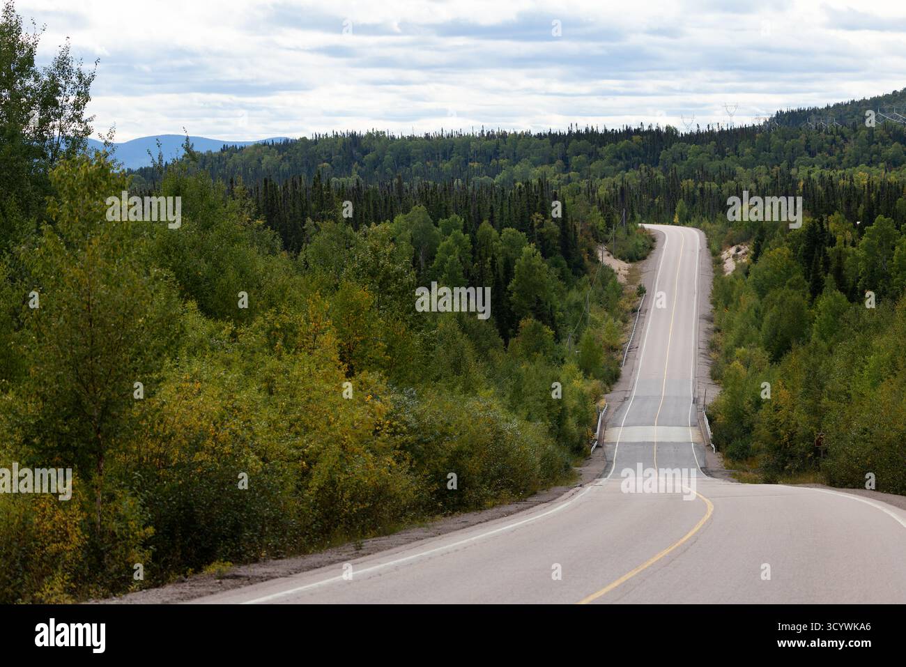 The Trans-Labrador Highway winds through dense northern forest Stock ...