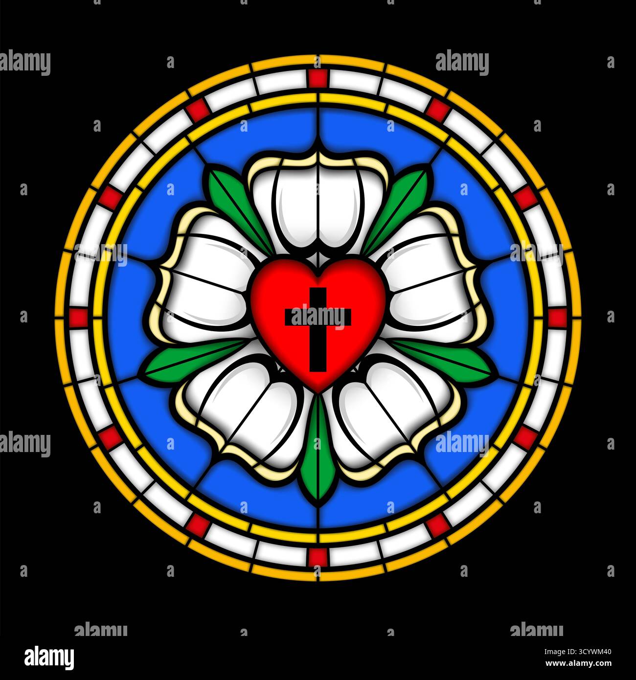 Luther Rose, Luther Seal, stained glass. Symbol of Lutheranism and ...