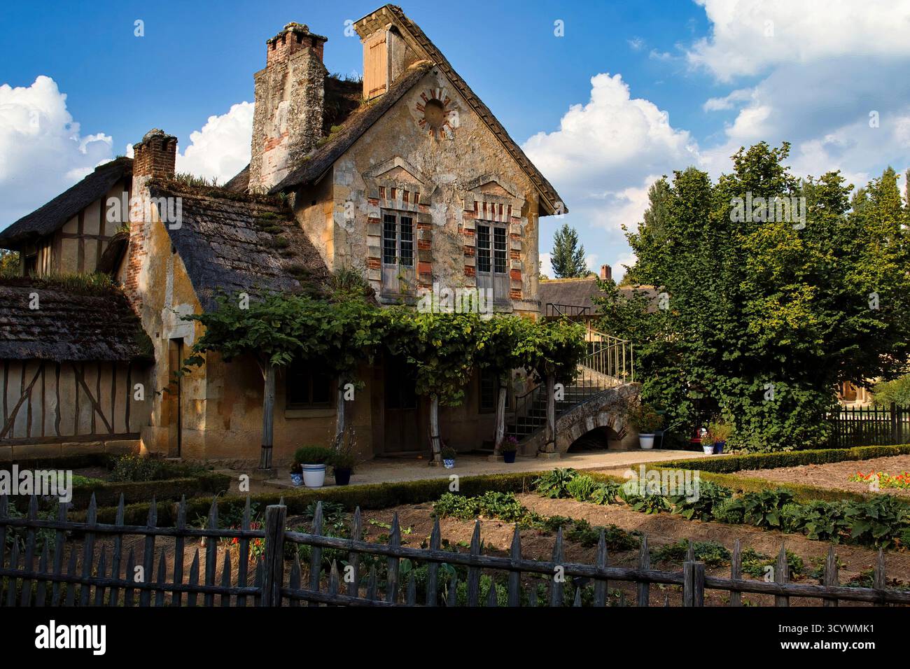 Versailles, France - September 5, 2021: Garden behind building at the ...