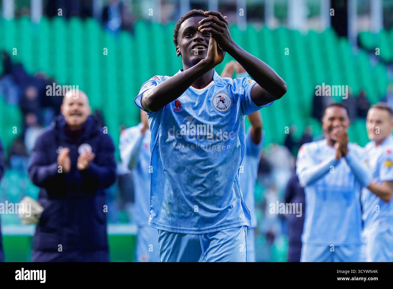 Groningen - Ayoni Santos of Sparta Rotterdam thanking fans for their support during the ninth ...