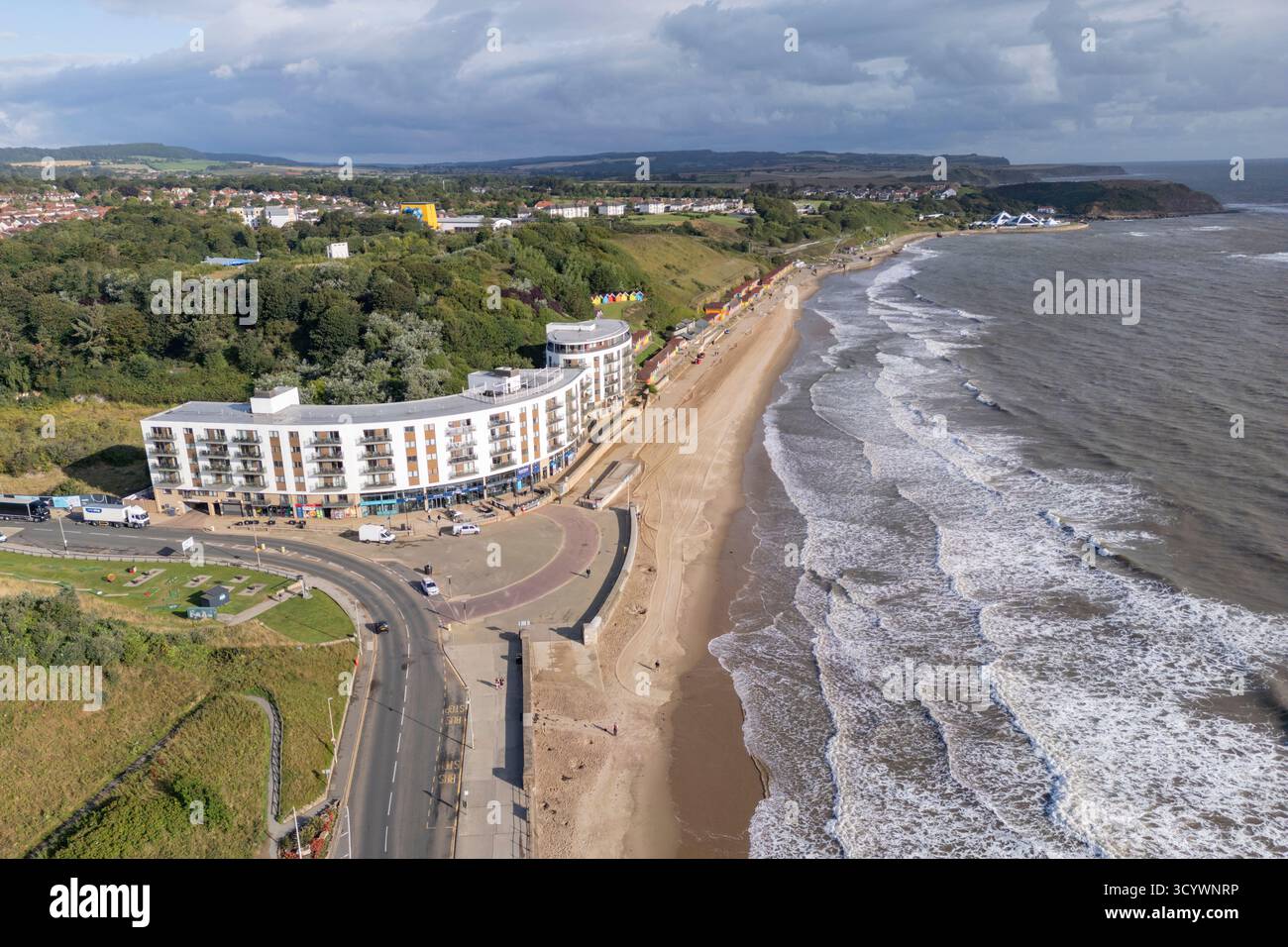 Aerial view of North Bay Beach, Scarborough, North Yorkshire, UK Stock ...