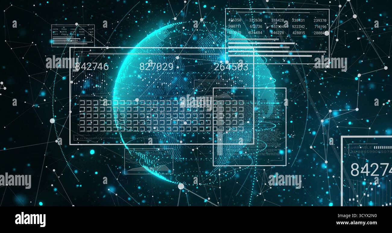 Rotating wireframe globe revealing hi-res stock photography and images ...