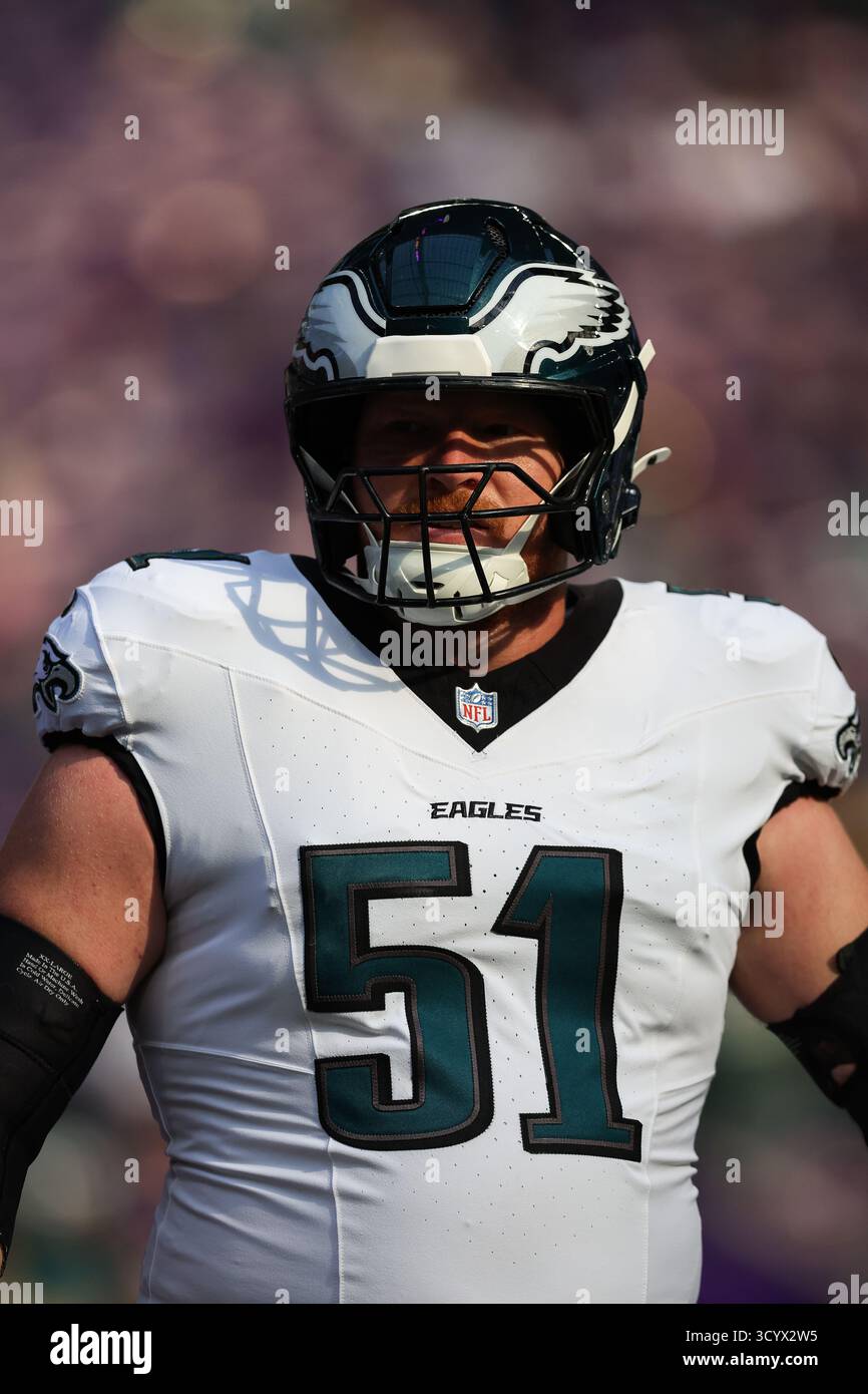 Philadelphia Eagles center Cam Jurgens (51) warms up before an NFL ...