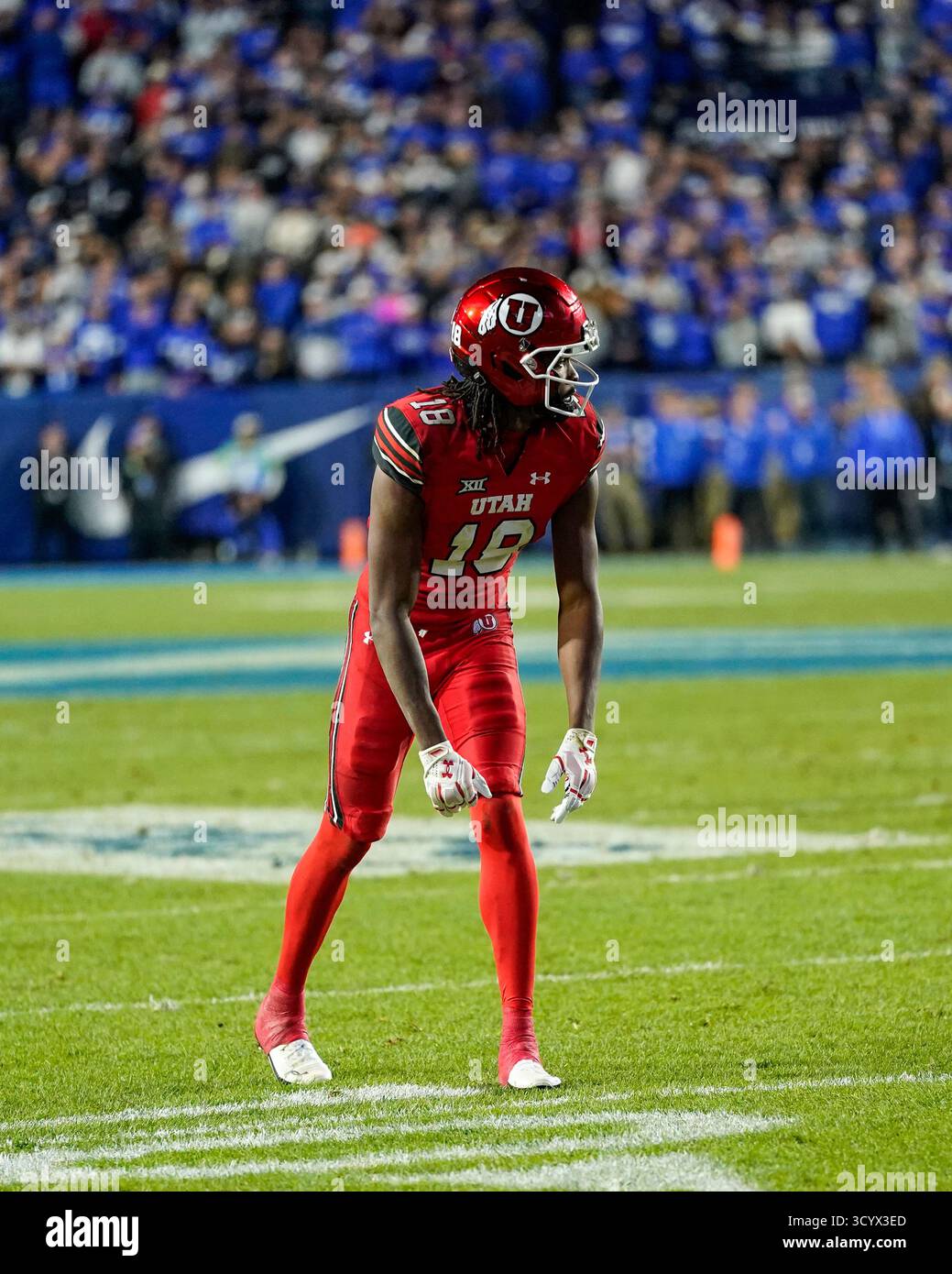 PROVO, UT - OCTOBER 18:Wide Receiver Tobias Merriweather #18 of the ...