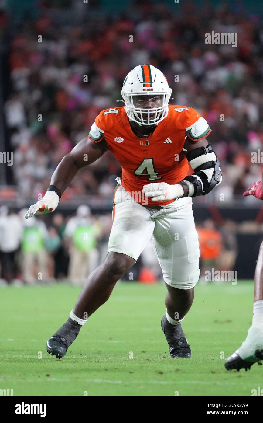 MIAMI GARDENS, FL - OCTOBER 17: Miami (FL) Hurricanes defensive lineman ...