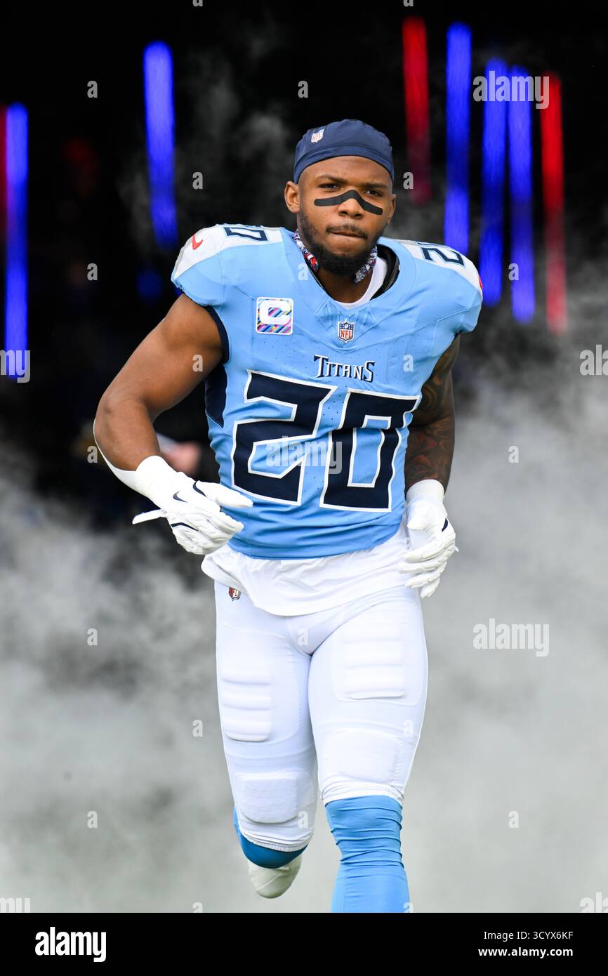 Tennessee Titans running back Tony Pollard (20) is introduced for a NFL ...