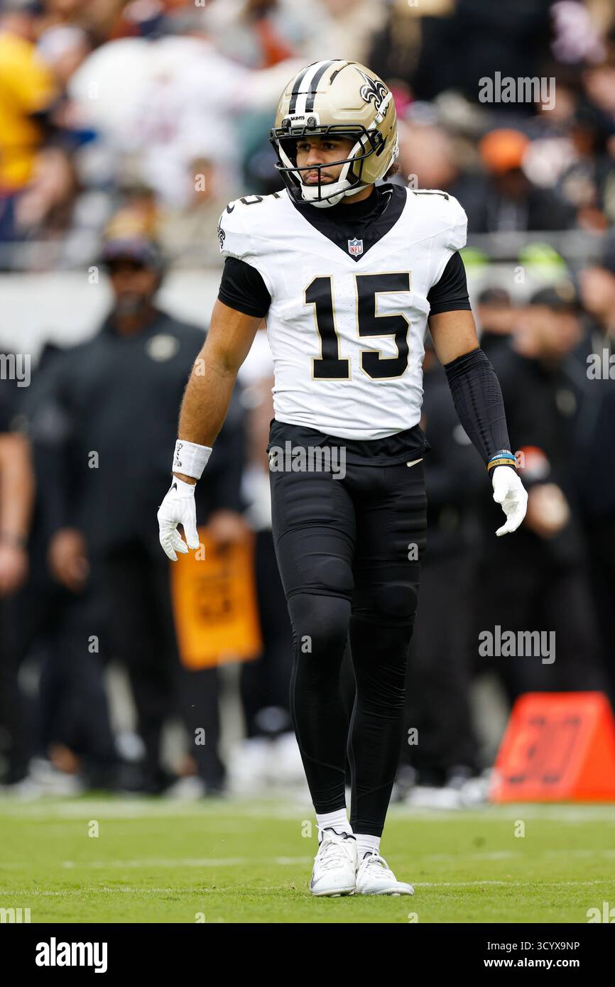 New Orleans Saints wide receiver Mason Tipton (15) walks on the field ...